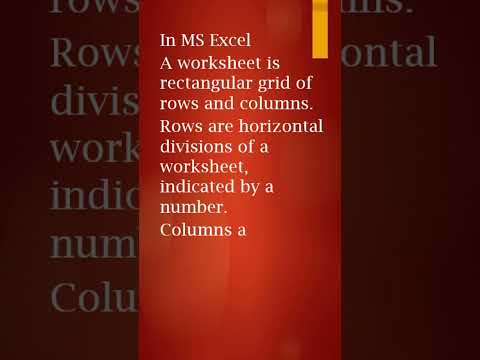 Rows and Columns in MS Excel