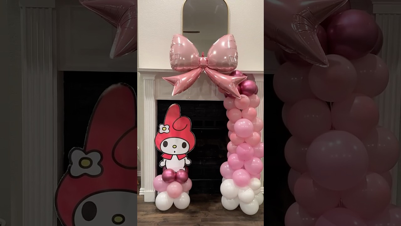 Birthday decorations 💕 my melody-themed birthday 💕#diy #2025 #birthday #mymelody #shorts #momlife