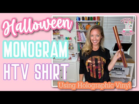 How to make Halloween Monogram Holographic Vinyl Shirt using Siser Firelit Pearl HTV