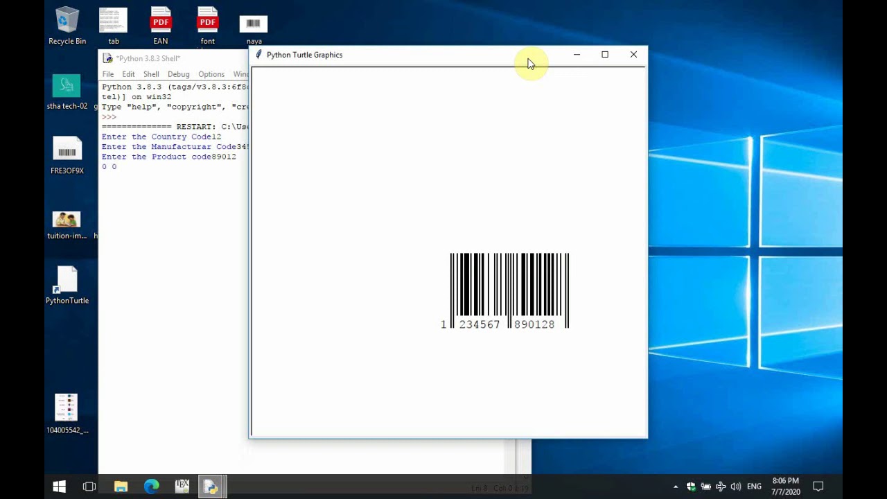 EAN-13 barcode generator in Python using Turtle module