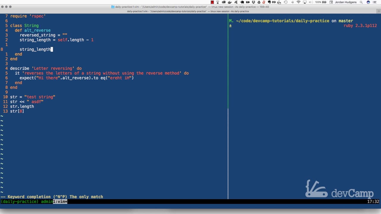 Reverse the Letters in a String Without Using the Reverse Method in Ruby