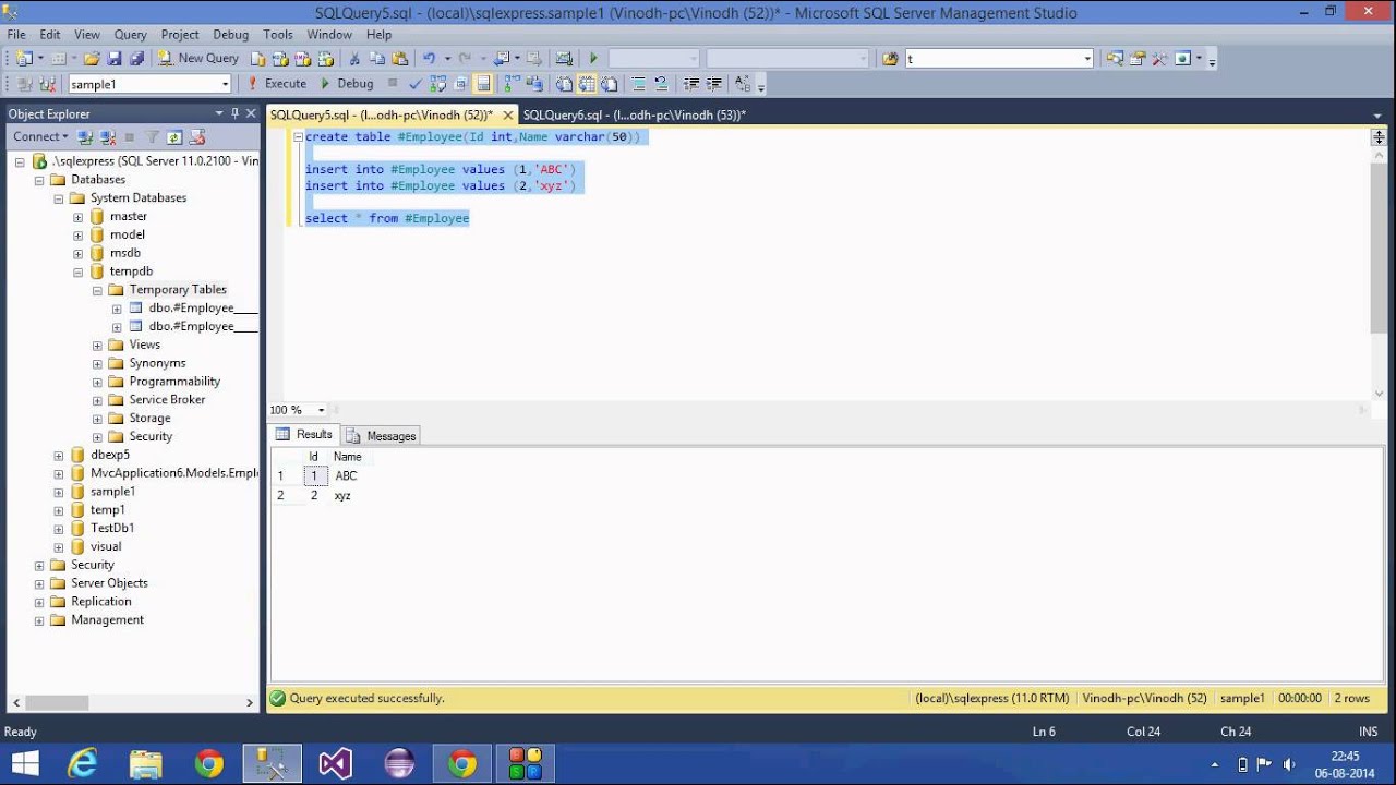 23.SQL Server Tutorial (Temporary Tables)
