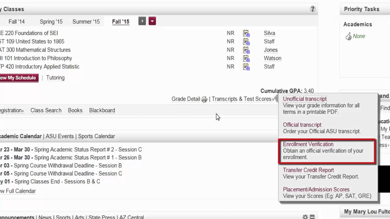 My ASU 101 MyGrades