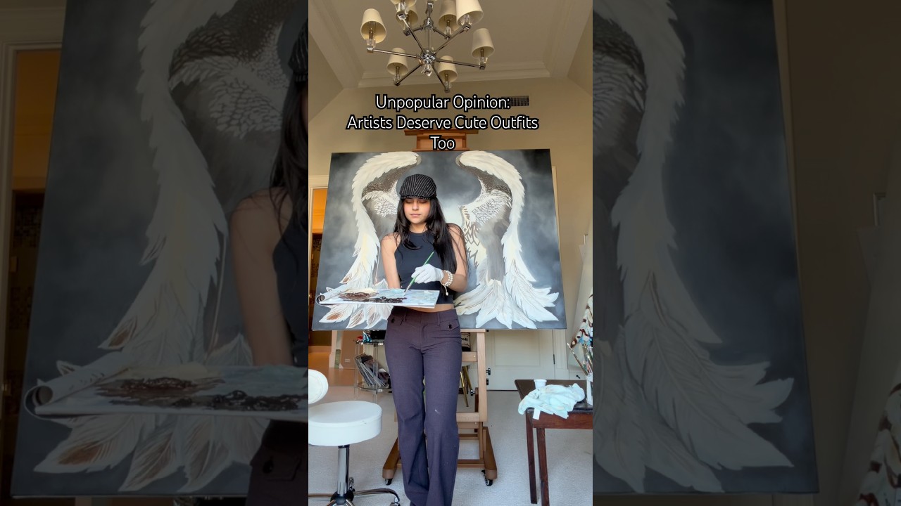 I need to have a good outfit to feel motivated to paint #art #artgirl #paintingprocess #outfitinspo