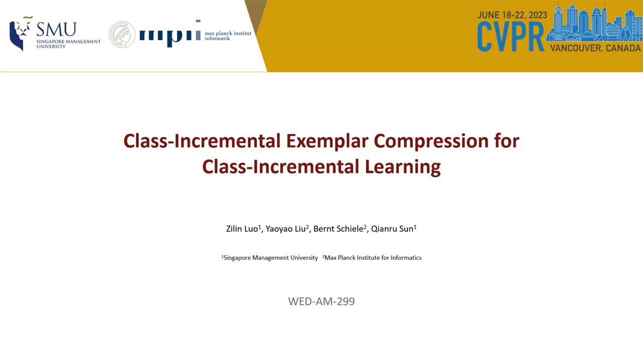 Video for CVPR2023 Paper: Class-Incremental Exemplar Compression for Class-Incremental Learning