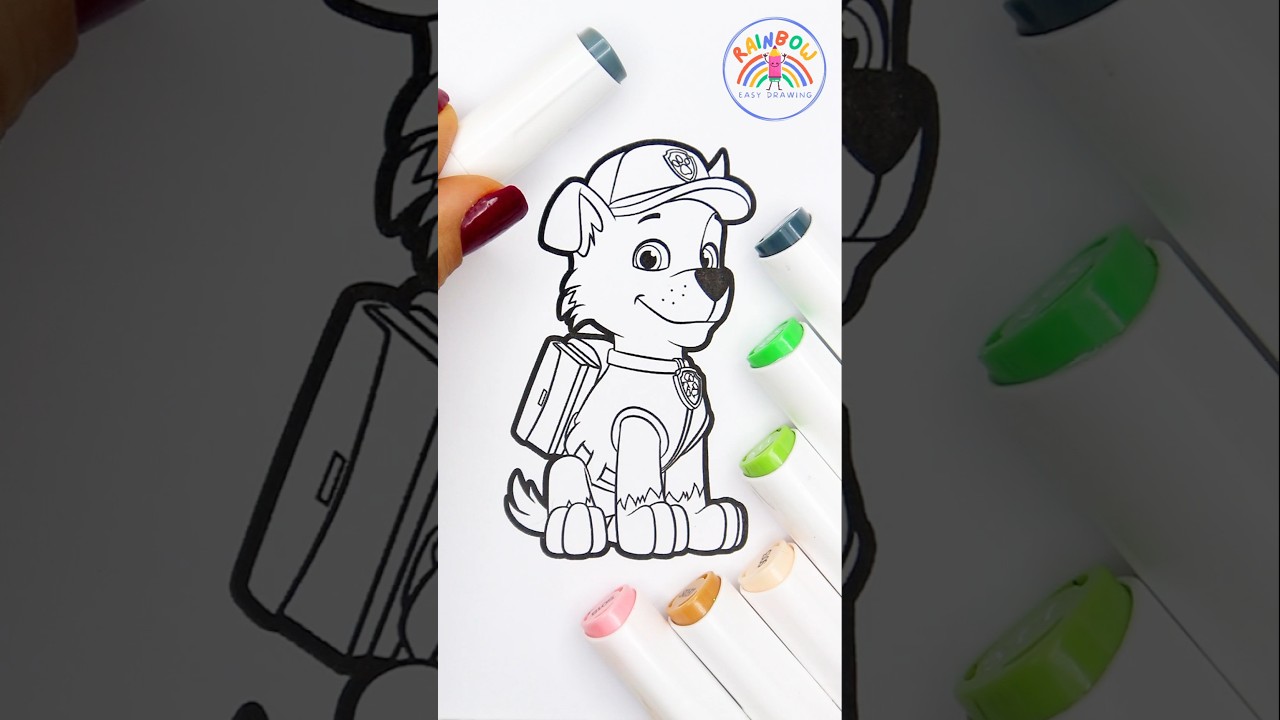 Draw PAW Patrol Rocky 🌈🐶♻️ #pawpatrol #rocky #coloring #forkids #satisfying #shorts