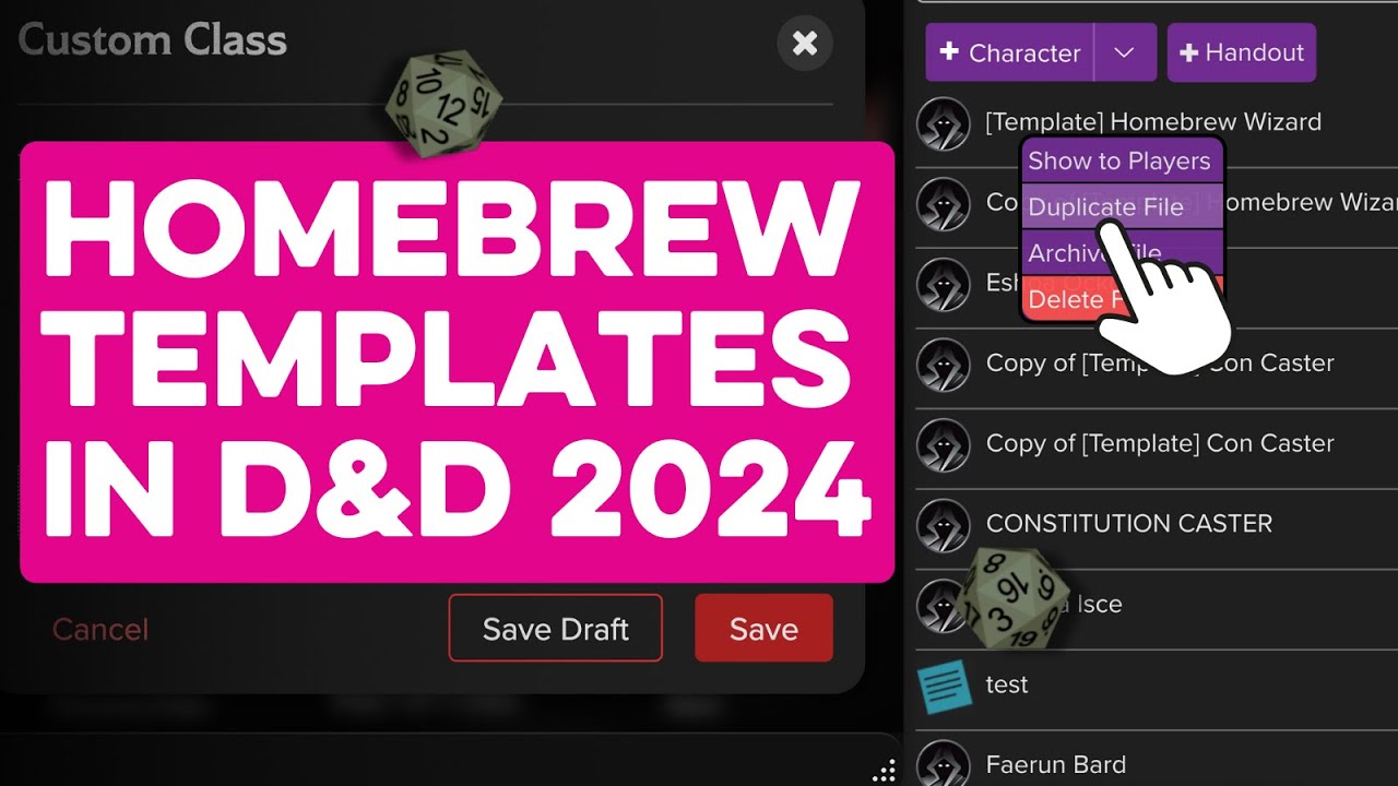 Create Homebrew Character Templates in D&D 2024