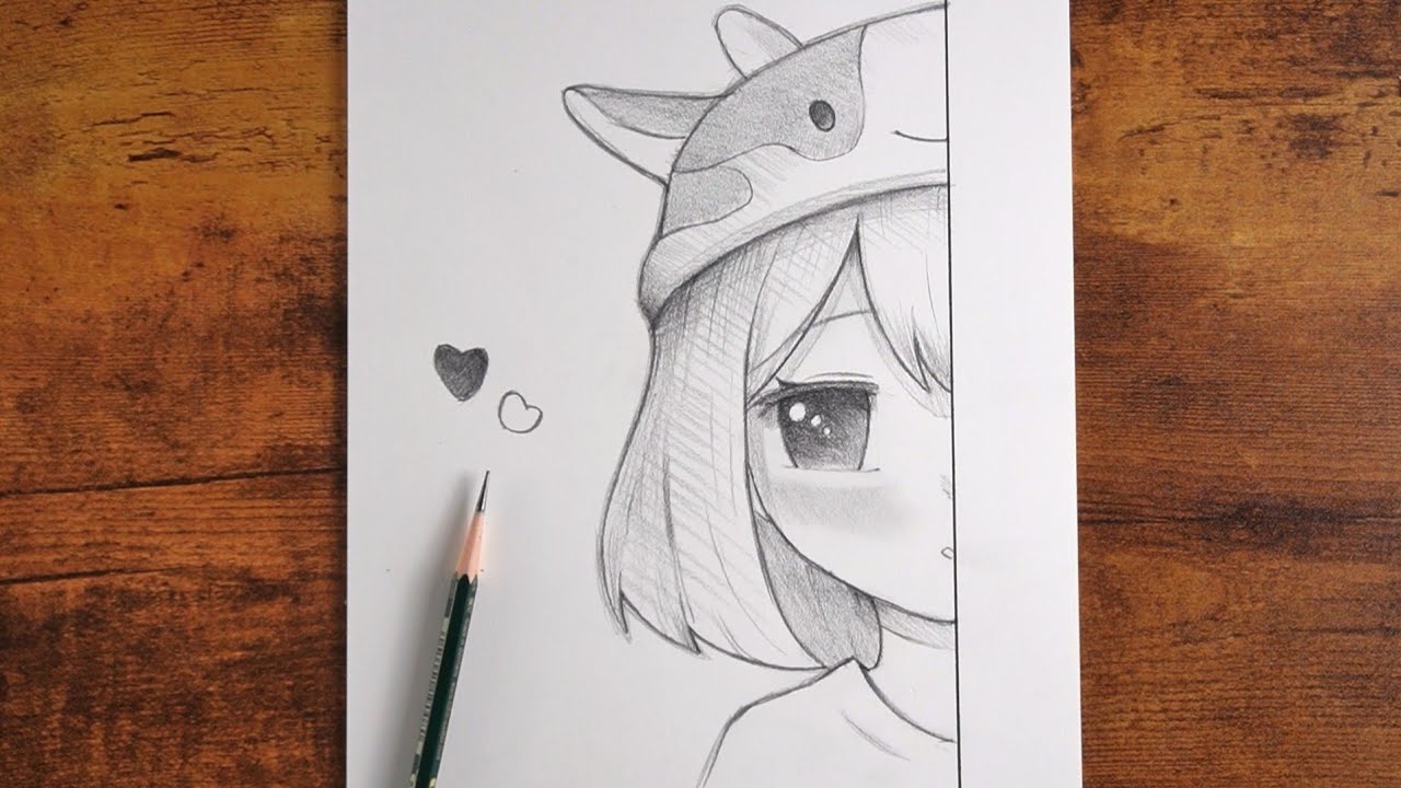 Cute Anime Girl Pencil Sketch | Easy & Aesthetic Drawing Tutorial