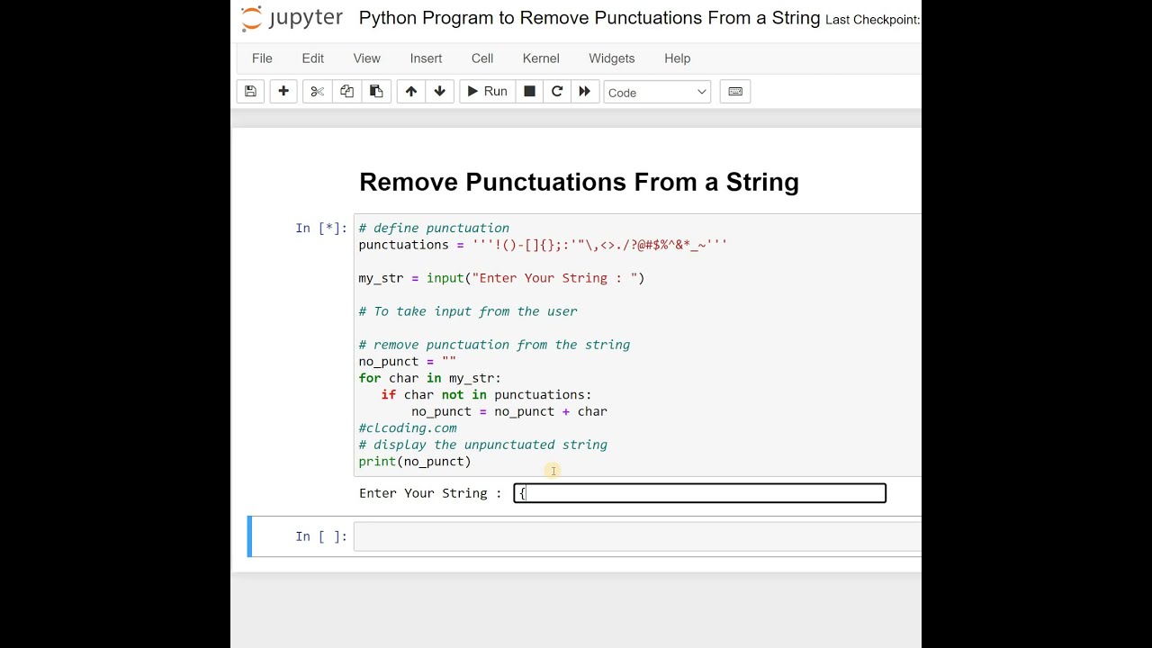 Day 63 : Python Program to Remove Punctuations From a String