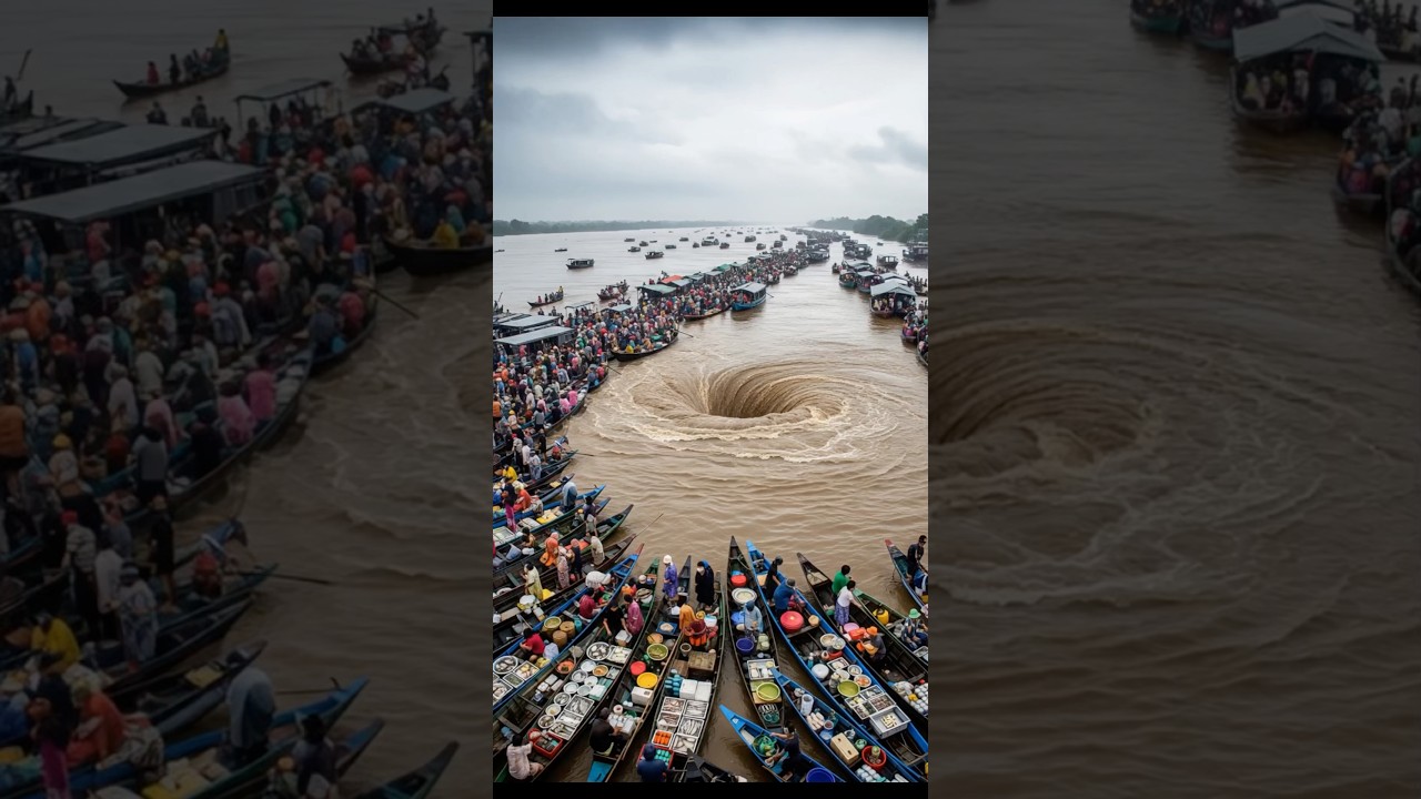 🌊 Giant Whirlpool Suddenly Appears at Asian Floating Market