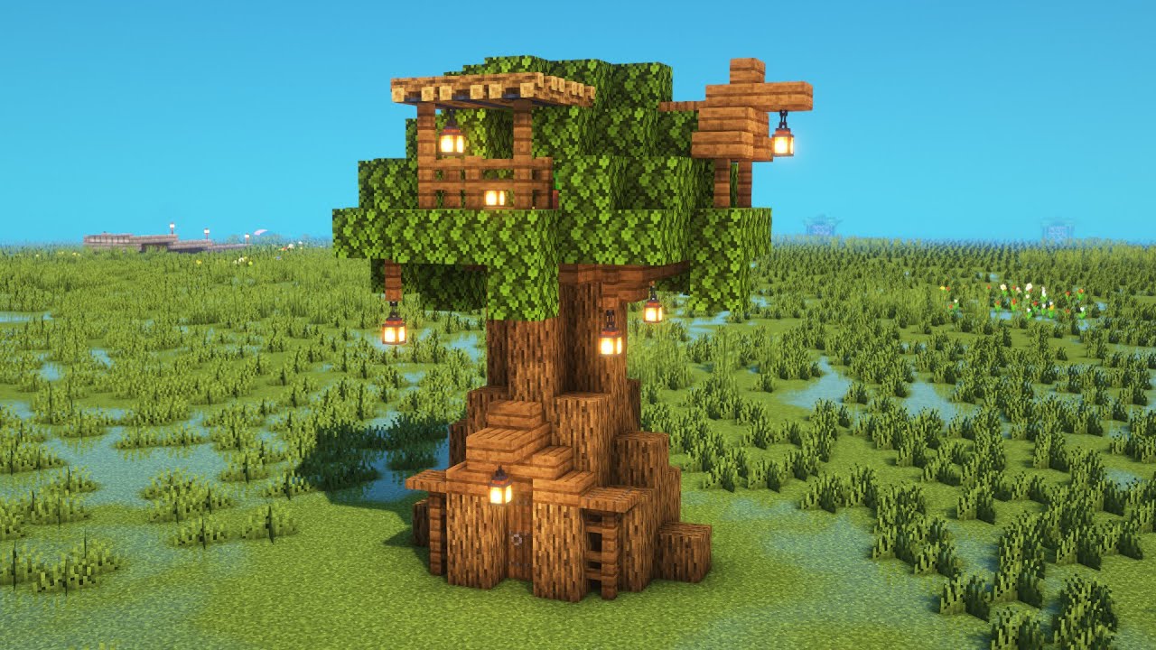 Minecraft Small Tree House Tutorial - How to Build a Treehouse in ...