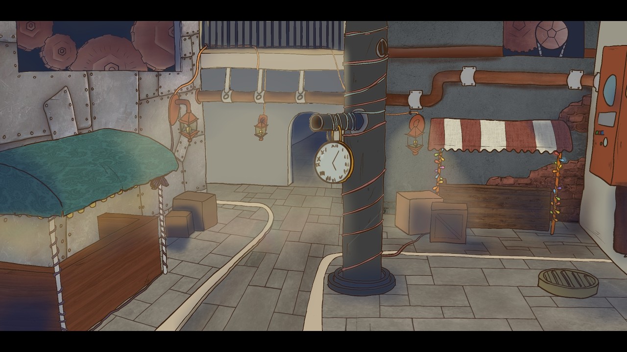 steampunk consept art of street
