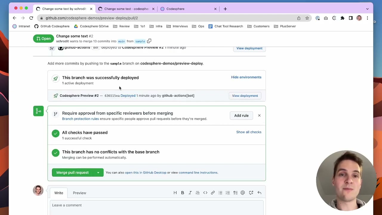 Preview Deployments with GitHub Actions in Codesphere