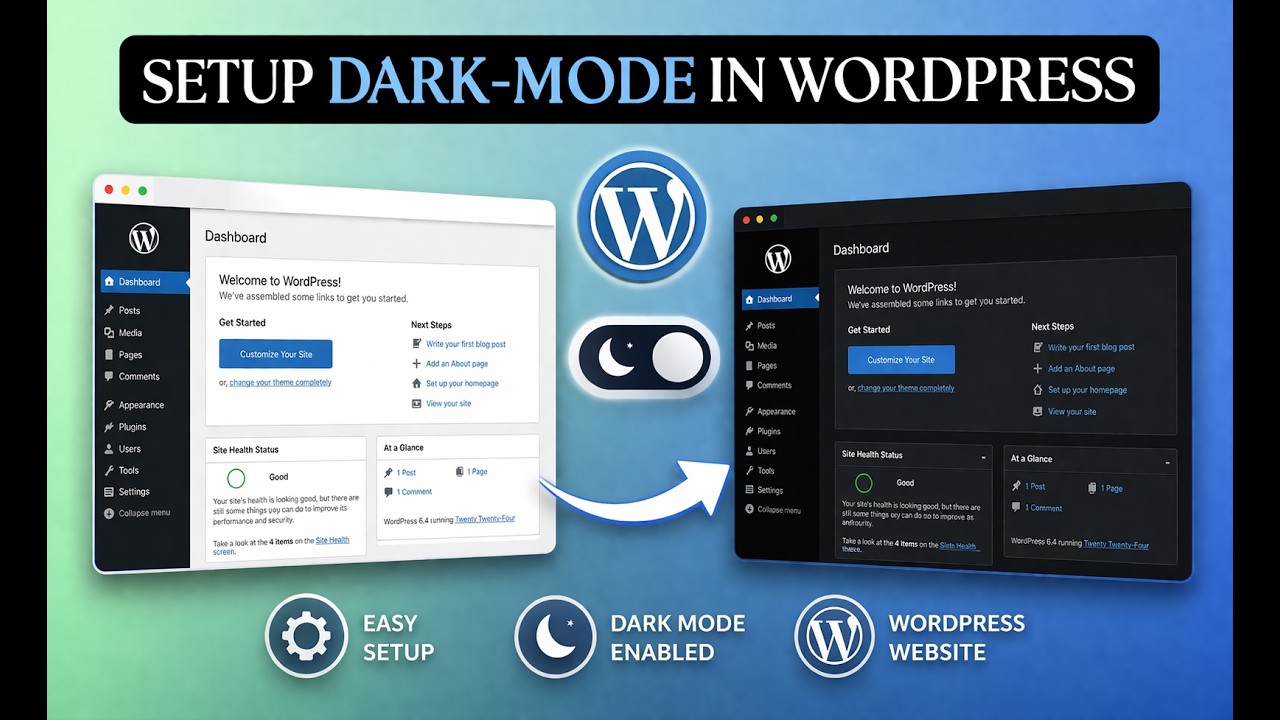 WordPress Dark Mode Setup Without Coding | Beginner Friendly