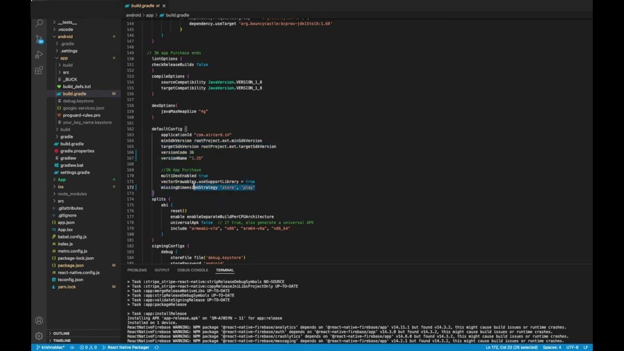 Could not determine the dependencies of task ':app:mergeDebugAssets' 'react-native-iap'