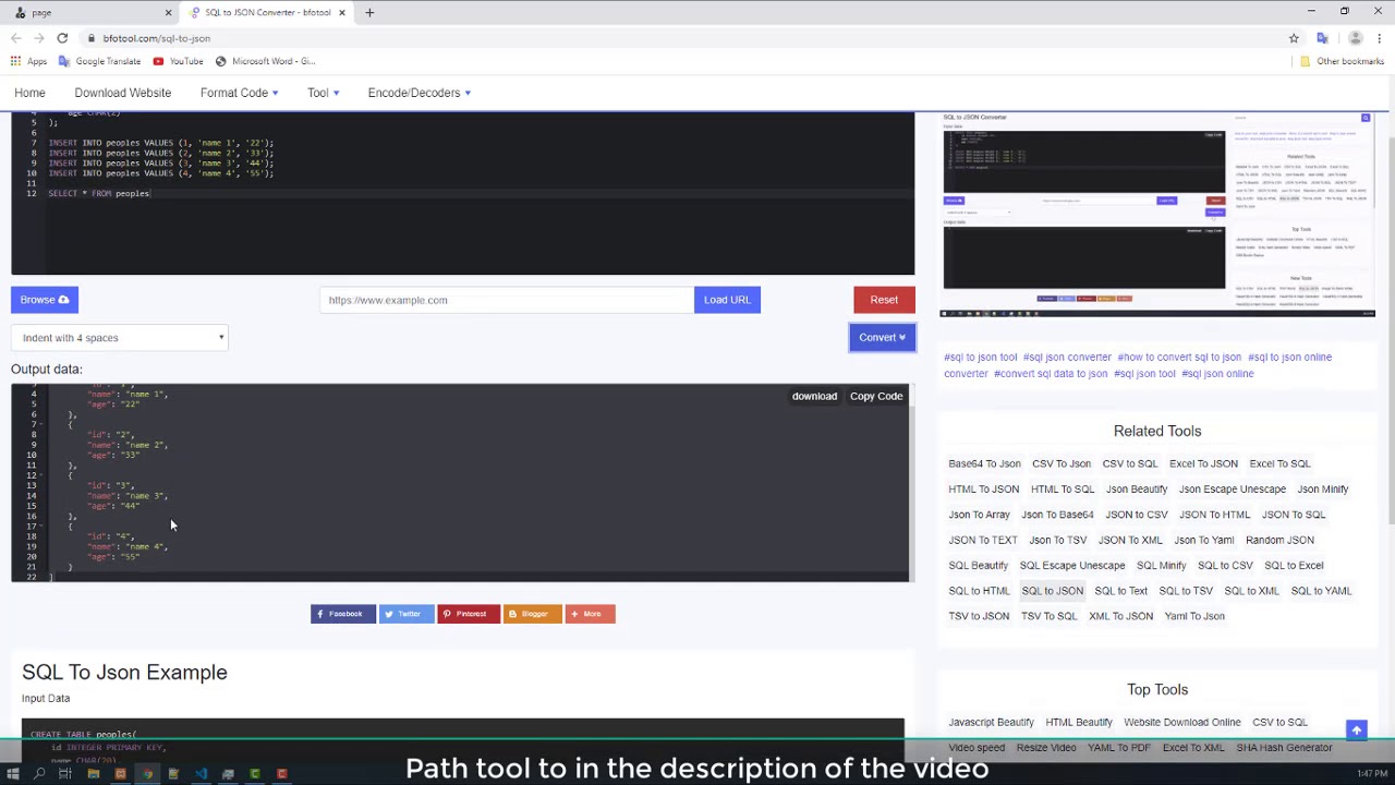 SQL to JSON Converter