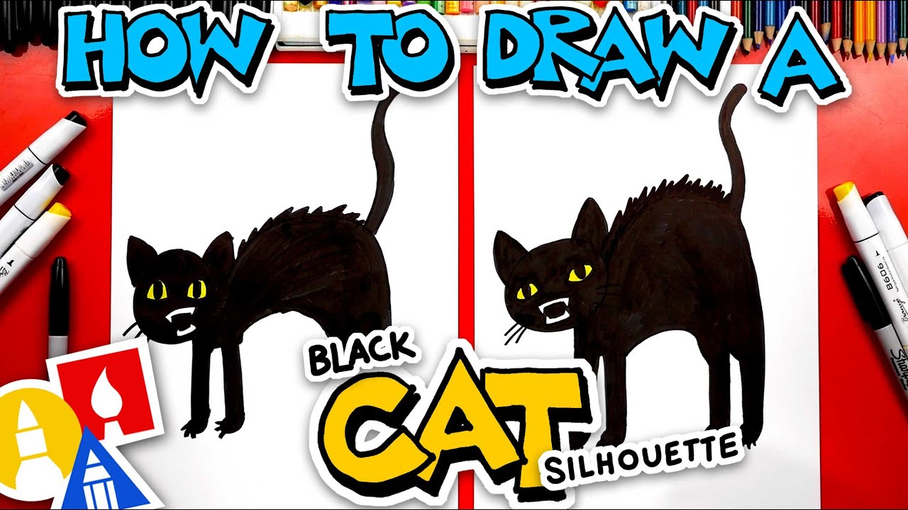 How To Draw A Black Cat Silhouette For Halloween
