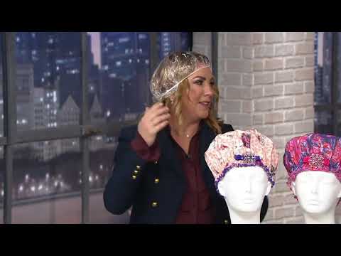 Dry Divas Set of 2 Bouffant-Style Designer Shower Caps on QVC