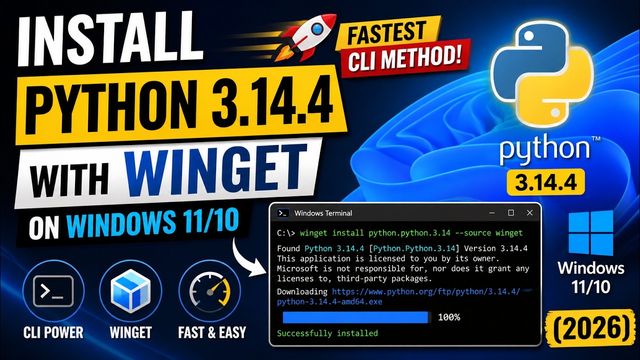 Windows 11/10: Install Python 3.14.4 Using Winget CLI (Beginner Friendly)