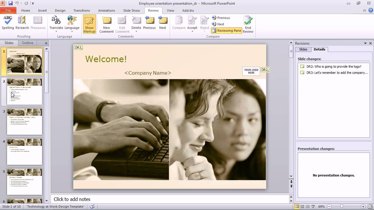 PowerPoint 2010 - Merge and Compare Two PowerPoint Files