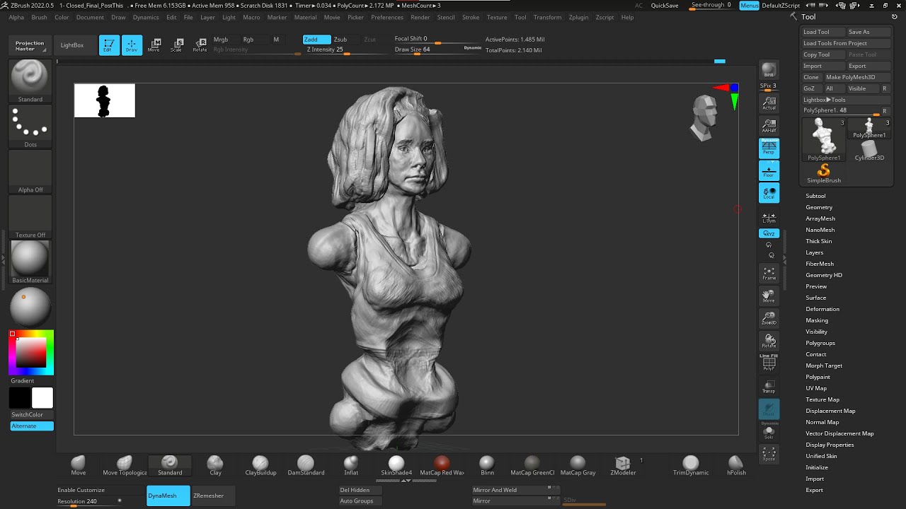 Sculpting Female Portrait on Zbrush (Turntable Preview)
