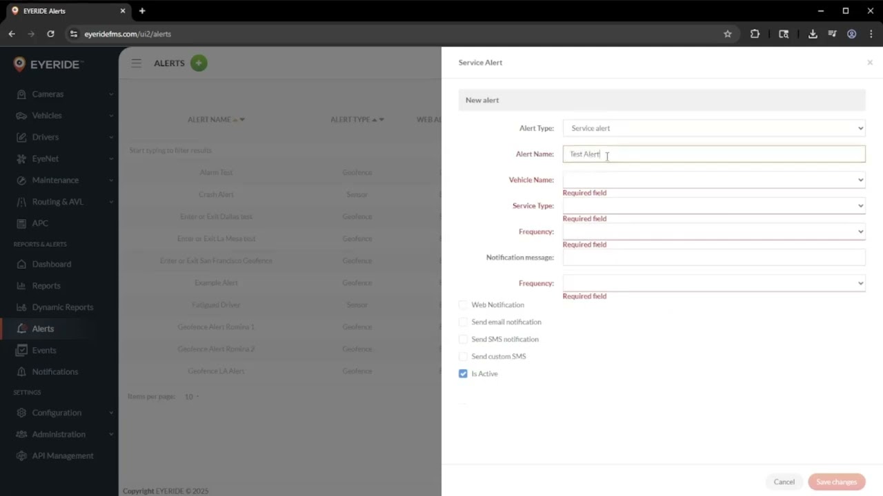 How to Set Up Real-Time Alerts for Key Fleet Events with EYERIDE