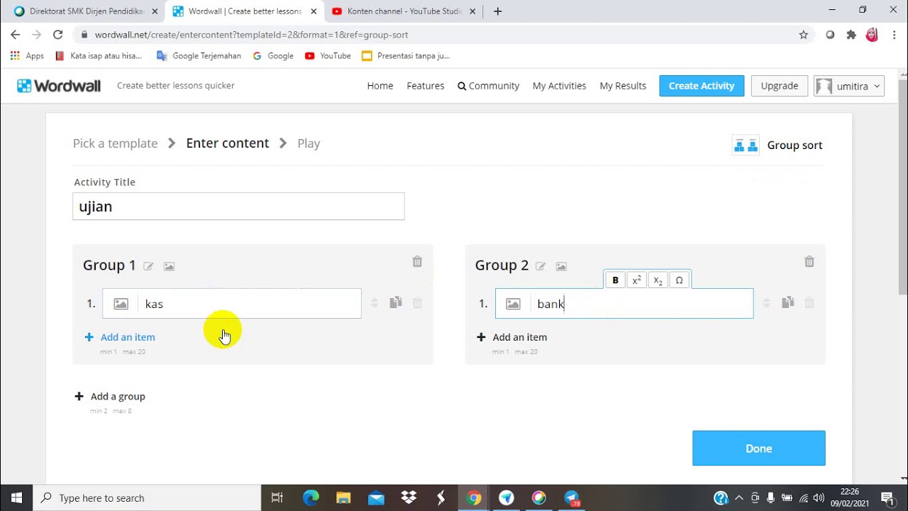 group sort tutorial in wordwall
