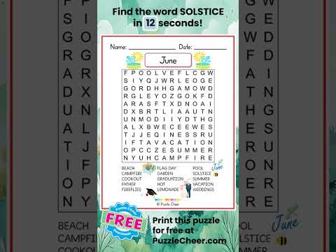 June Word Search-Find SOLSTICE #wordsearch #wordgames #puzzlegame #wordpuzzle #june #solstice