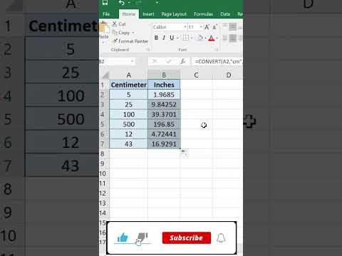 How to convert inches to cm in Excel #shorts #exceltutorial