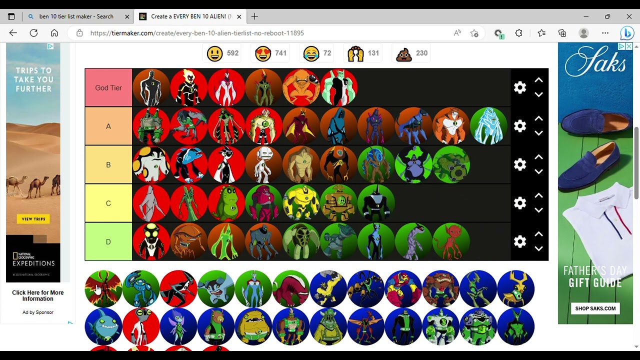 Create a EVERY BEN 10 ALIEN! No Reboot Tier List   TierMaker and 1 more page   Personal   Microsoft​