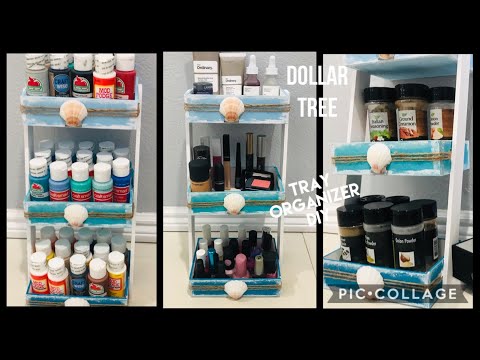 Dollar Tree tray organizer diy | craft room ideas | spice rack | makeup nail polish | bathroom decor