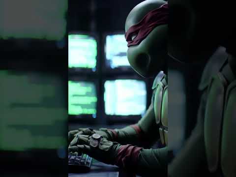 shredder in a ninja turtles mask is hacking