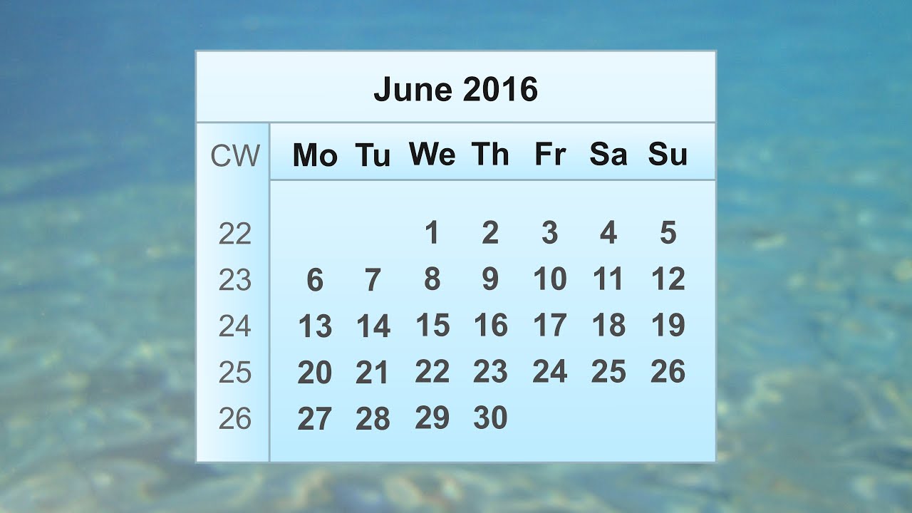 June 2016 Calendar