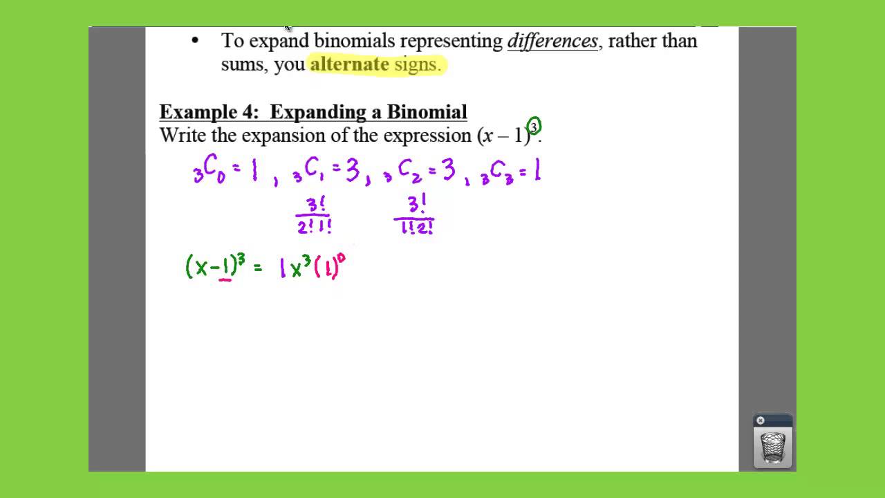 PC: 8.4 Notes: Example 4 - Expanding a Binomial