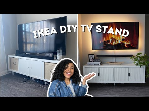 DIY IKEA HACK – Affordable DIY TV Stand using IKEA KALLAX Shelf! | West Elm Quinn Dupe on a Budget!