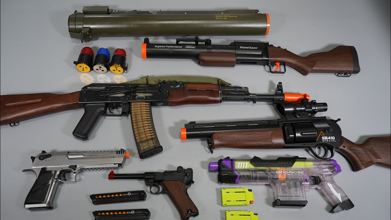 Shell ejecting Luger P08 ToyGun AK47 Airsoft Nerf Gun - POV Reload Realistic Toy Guns Collection