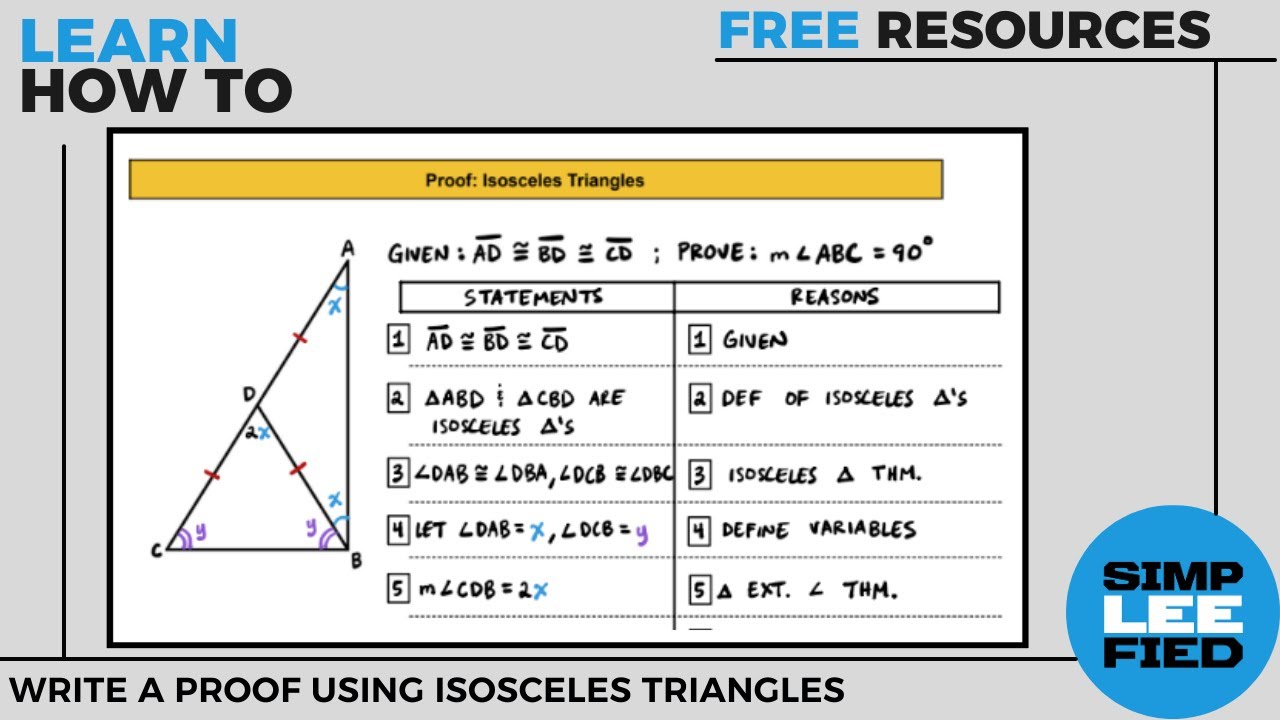 Geometry Proof using Isosceles Triangles [PDF Answer Key included]