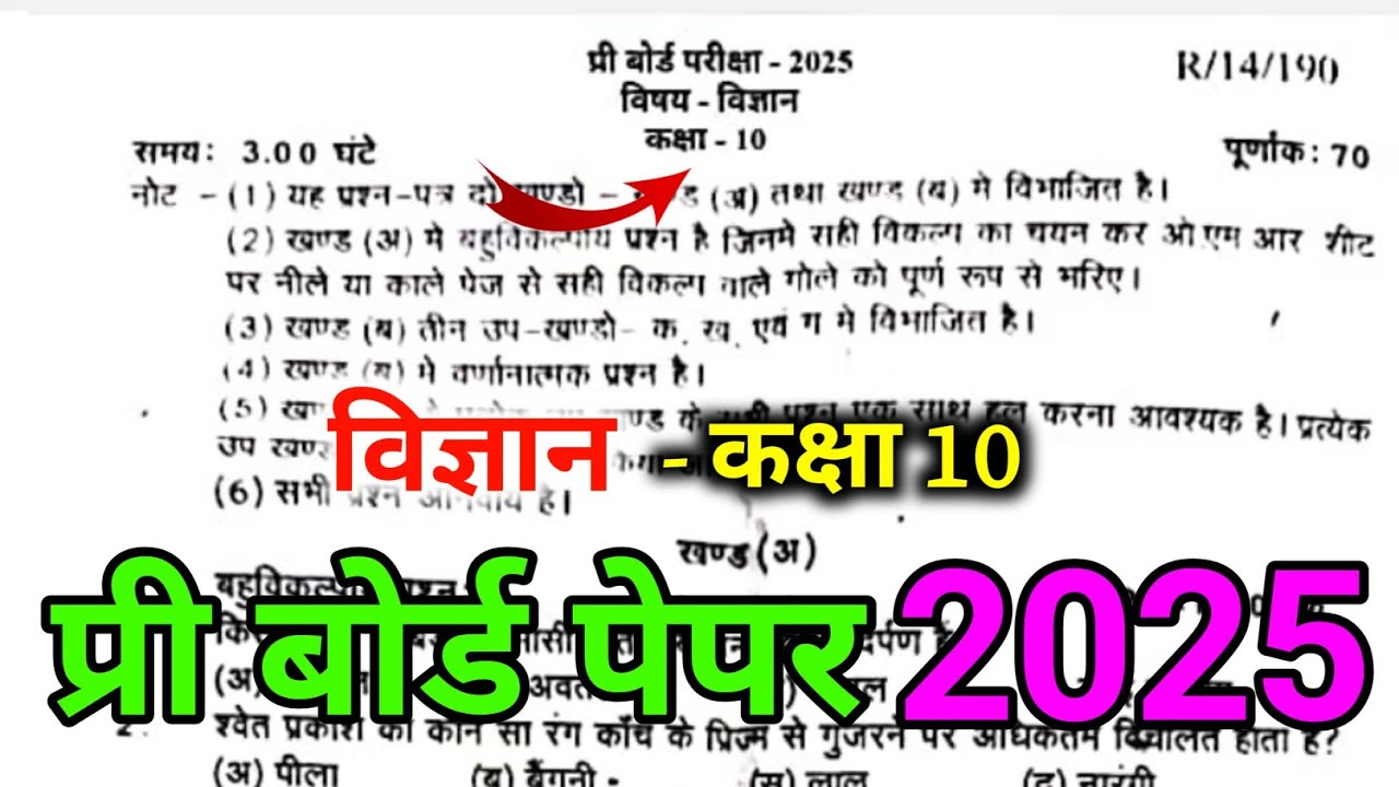 Class 10 Science Pre-Final Question Paper 2025: A Comprehensive Guide ...