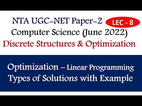 Linear Programming-Types of Solutions with Solved Example Video Lecture - Crash Course for UGC ...