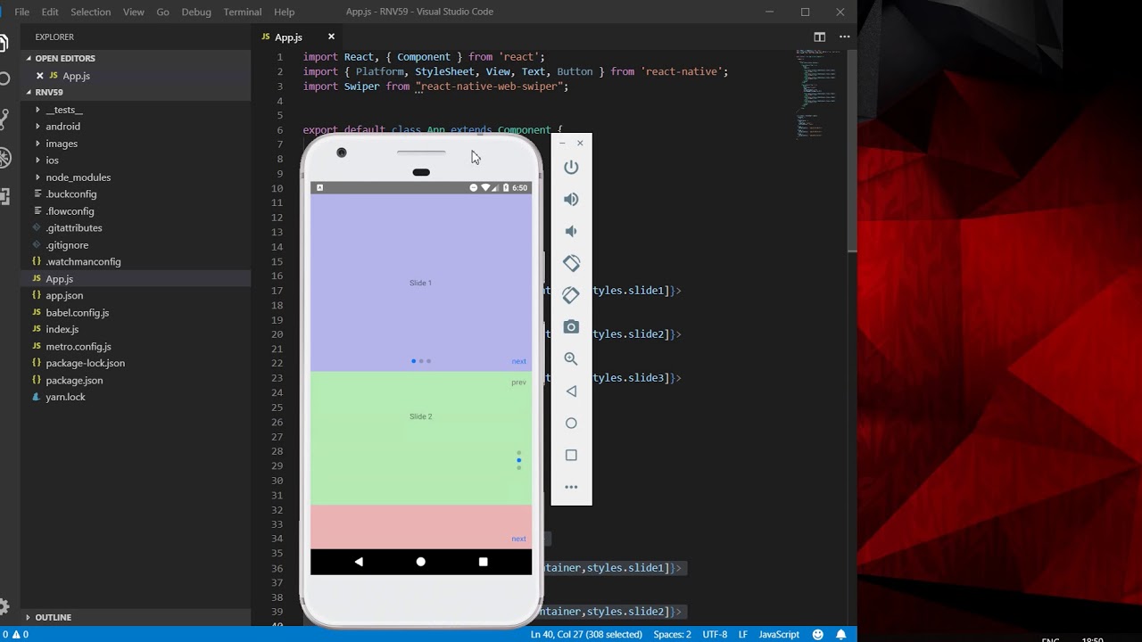 React Native Swiper Slider Layout Example