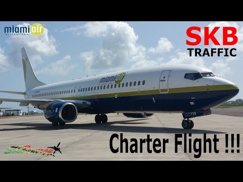 Charter Flight !!! Miami Air 737-800 arrival and departure @ St. Kitts Airport