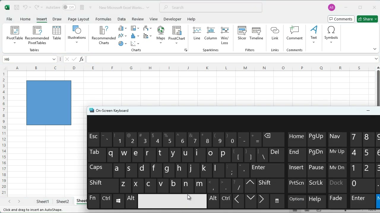 Shortcut to insert (Draw) a Square or Circle shape in Excel