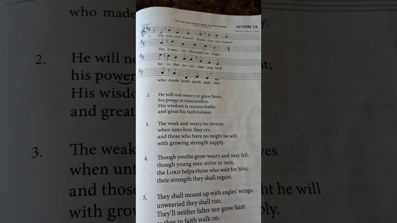 Hymn 13 verses 1 and 2 for memory work CanRef BoP