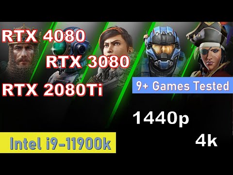 New Nvidia RTX 4080 vs 3080 vs 2080Ti | 1440p 4K | intel 11900K | 9 Games tested
