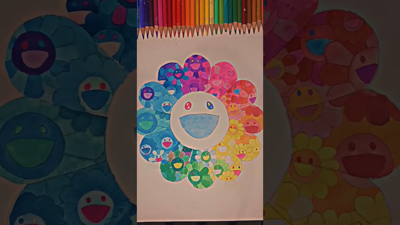 Takashi Murakami flower drawing transition ✨