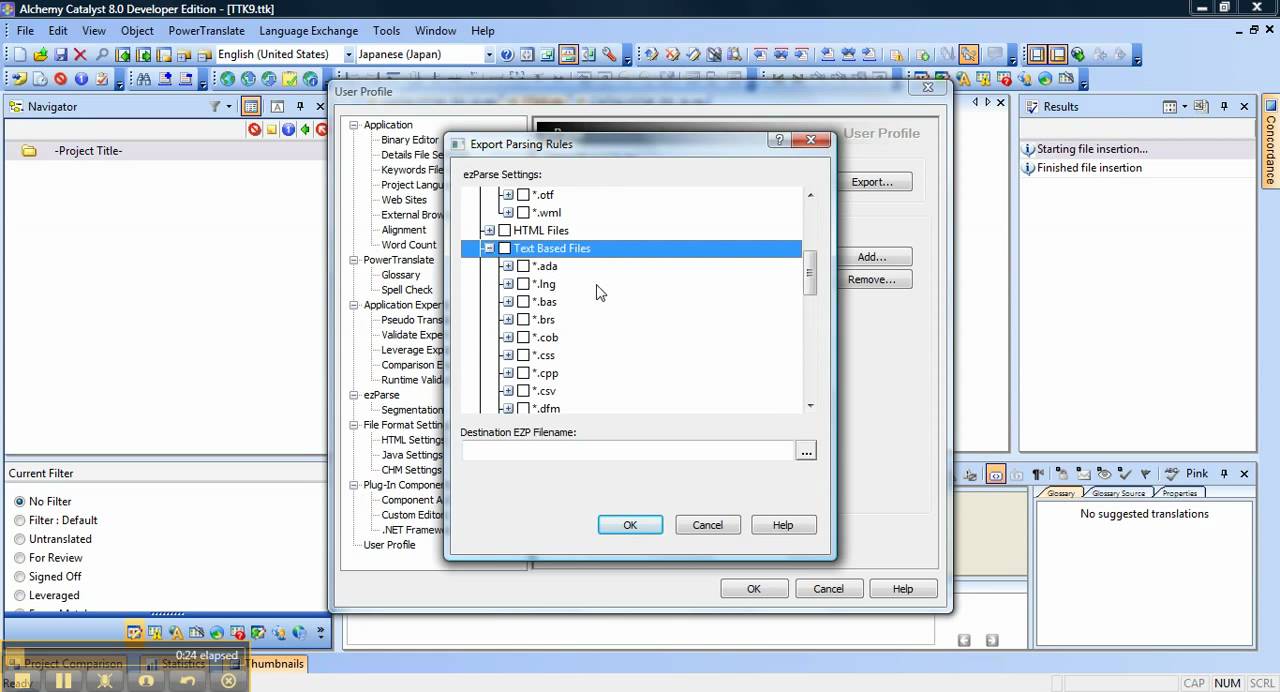 Exporting ezParse Rules in Catalyst 8