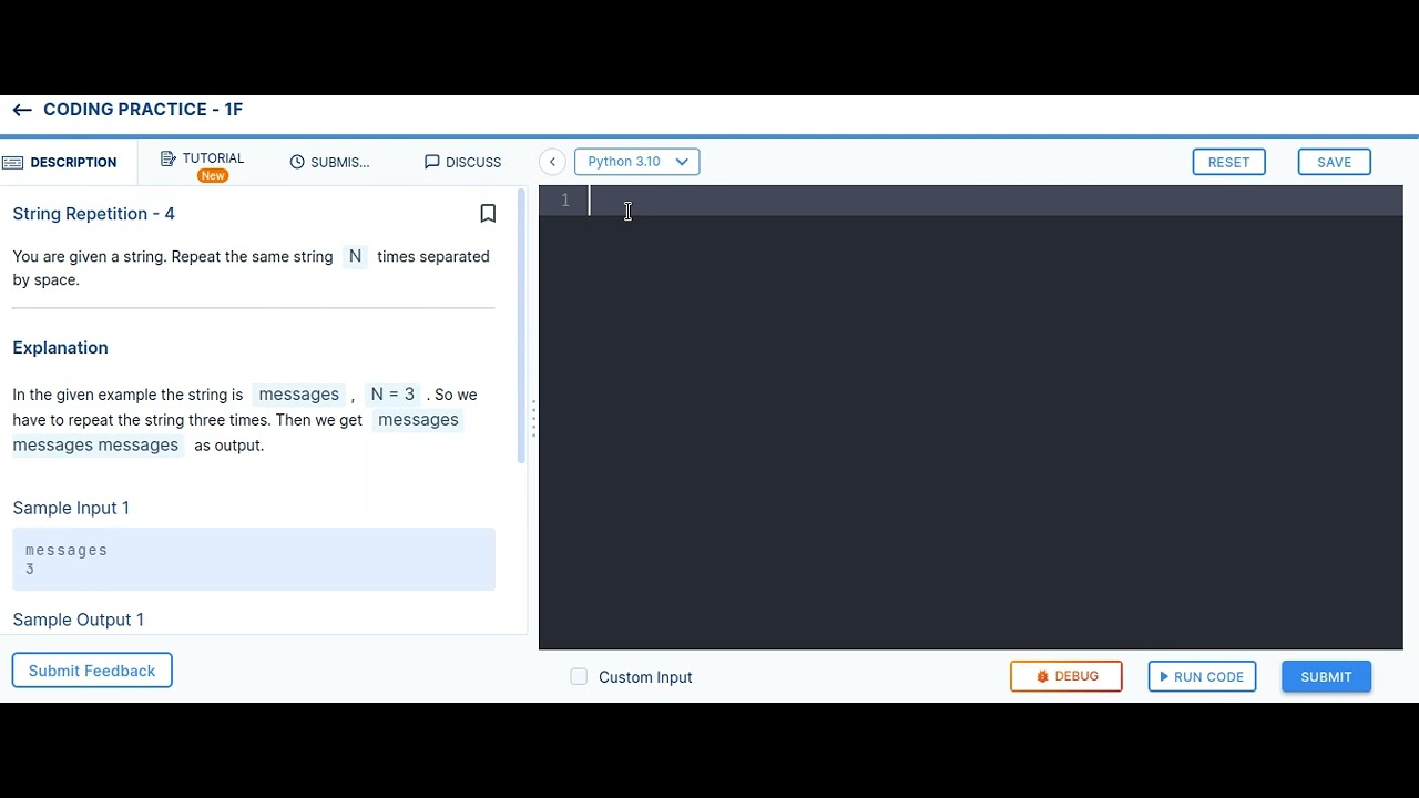 String Repetition 4 (coding practice -  1F) #pythonhelloworld #ccbp4