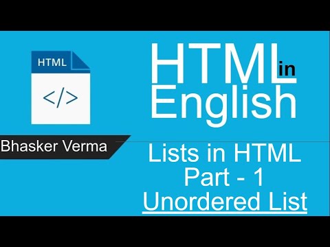 Learn HTML tutorial for beginners in English 17| Lists in HTML Unordered List - Mind Luster