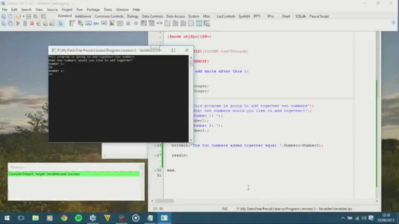 Lazarus Pascal Programming Tutorials | Tutorial 3 - Variables