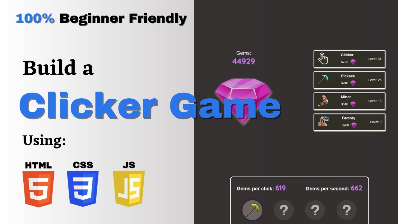 Build a clicker game with vanilla HTML, CSS and JS